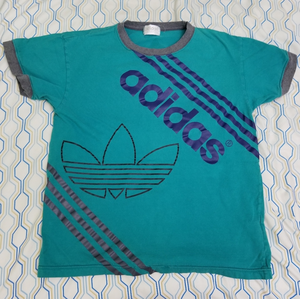 Vintage Descente Adidas Trefoil T Shirt Logo - Gem